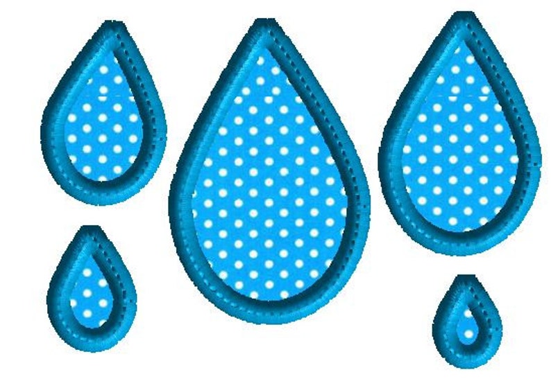 Raindrop Teardrop applique machine embroidery design 5 | Etsy