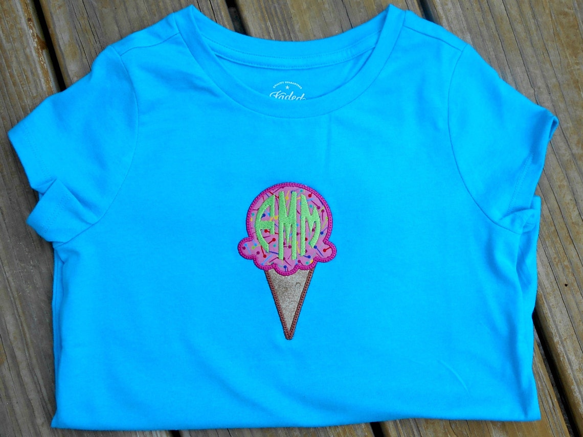 Ice Cream Cone Monogram Frame Waffle Cone Applique 3 Size - Etsy