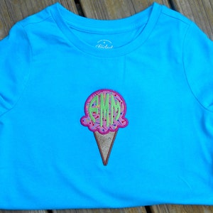 Ice Cream Cone Monogram Frame, Waffle Cone Applique, 3 Size Ice Cream ...