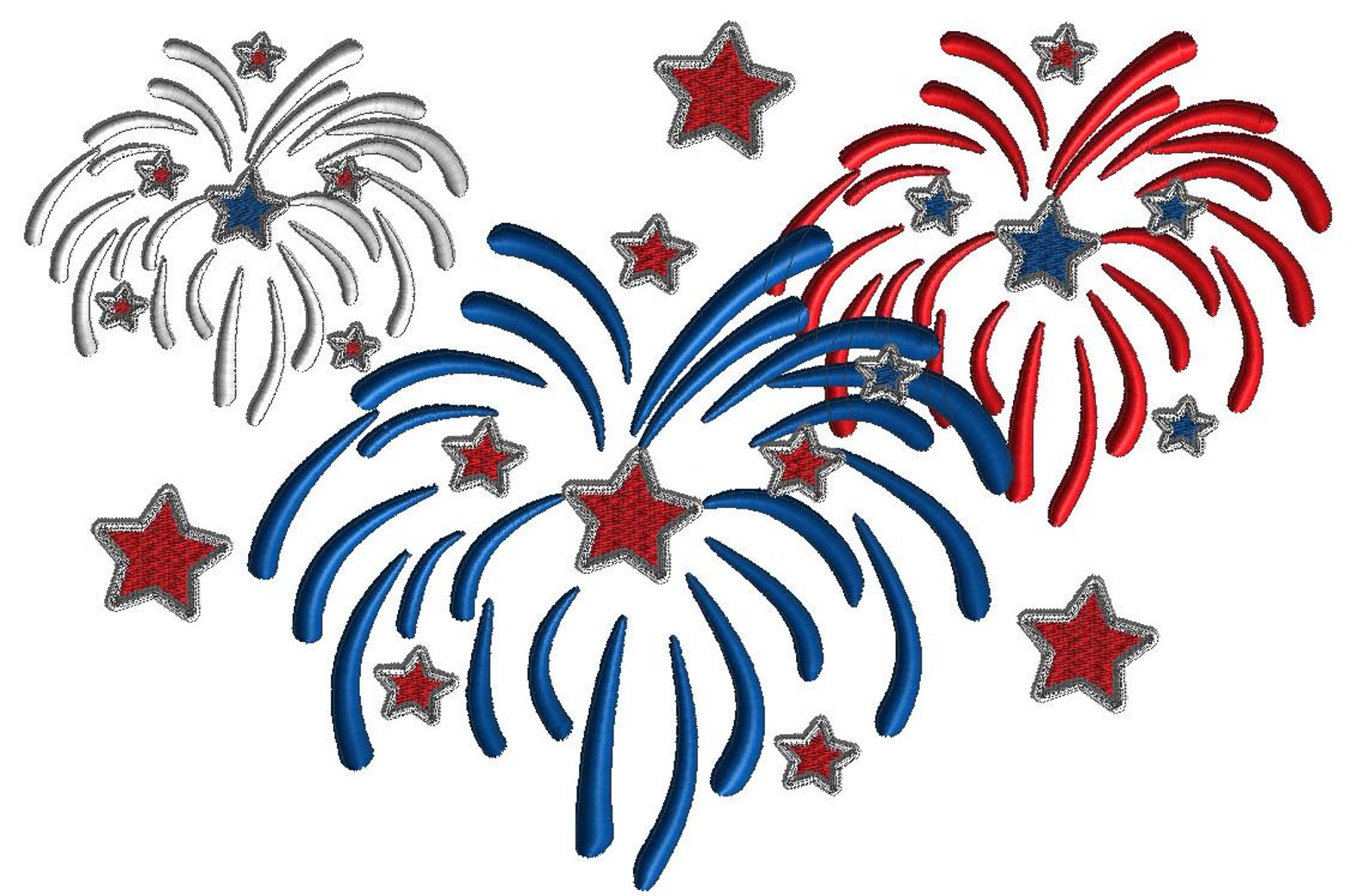 Fireworks Embroidery Design, Filled Stitch Design in 3 Sizes Plus Extra ...