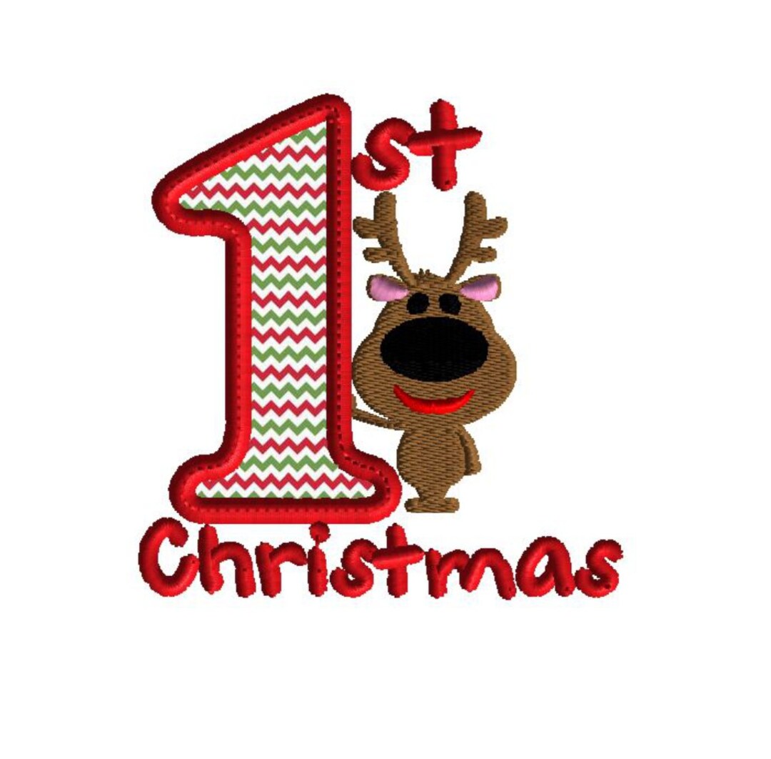 Embroidery Design, 1st Christmas Applique, Reindeer Design, Machine ...
