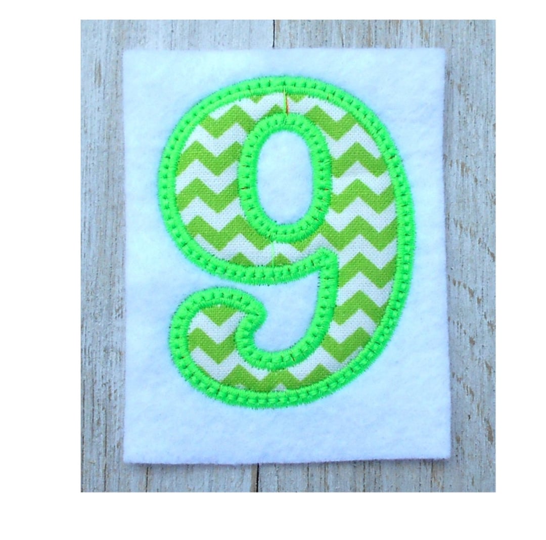 Embroidery Design Number 9 Applique 3 Size Design 9th - Etsy
