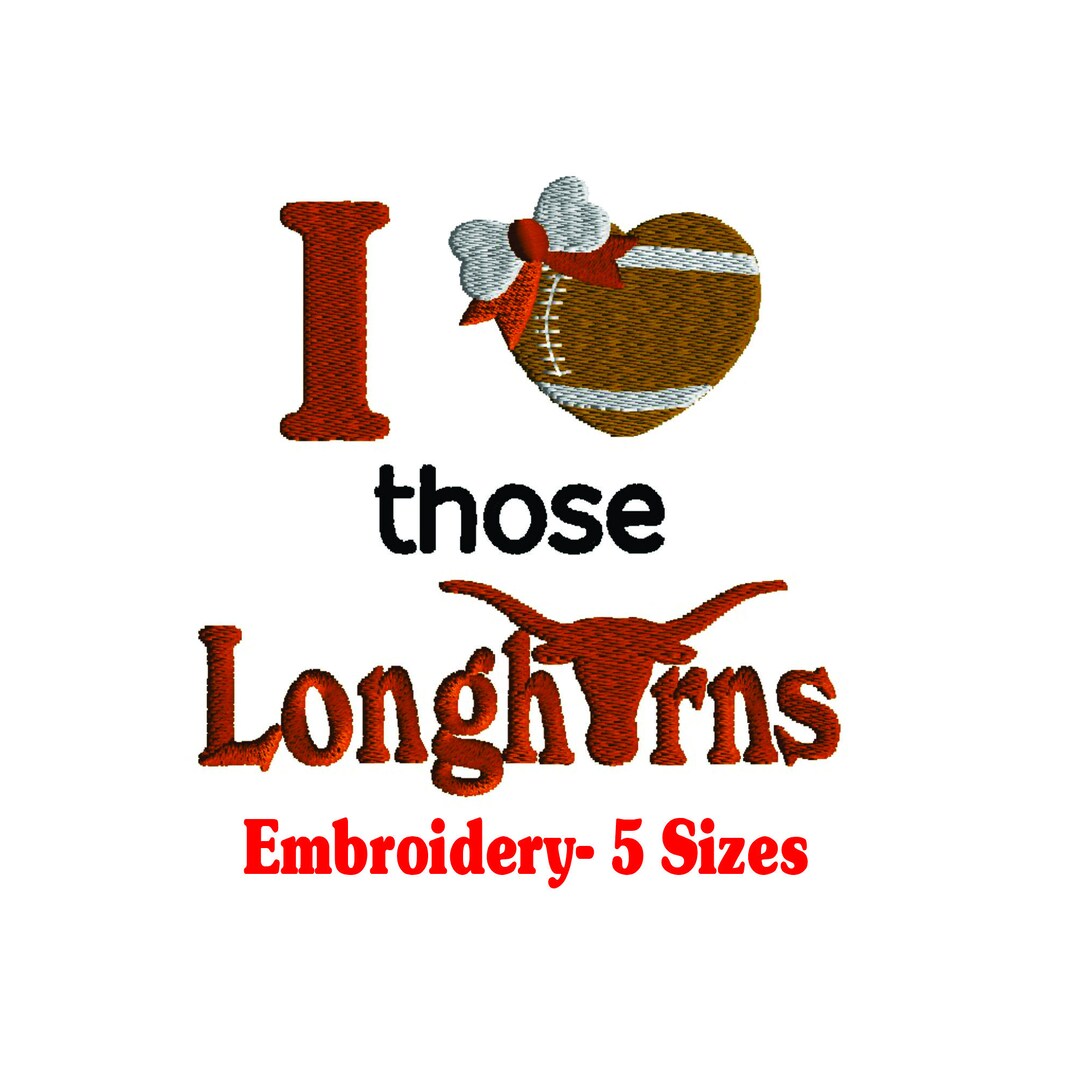 Longhorns Embroidery Design, Football With Bow, Filled Stitch, 5 Sizes ...