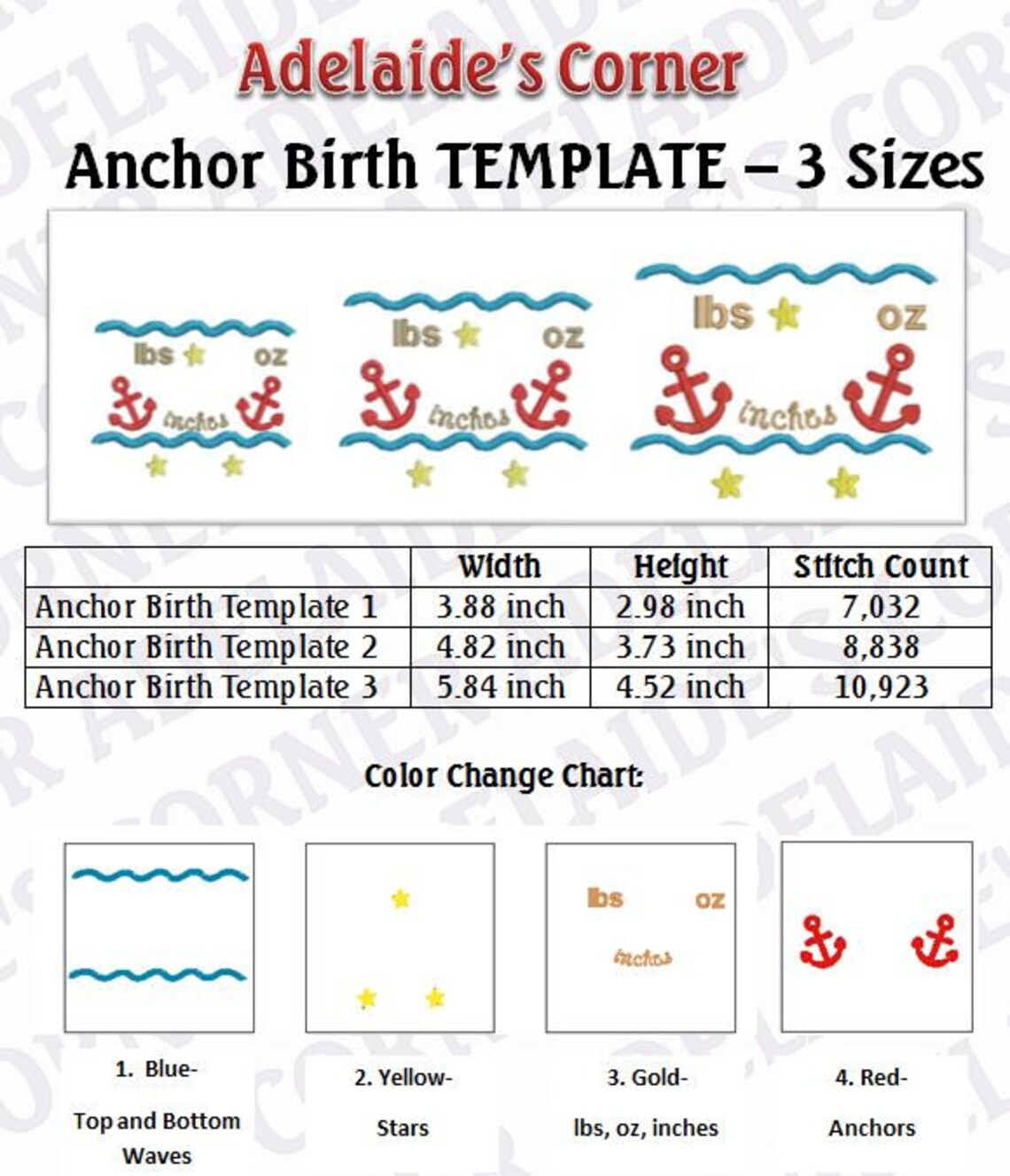 Birth Announcement Machine Embroidery Template Anchor - Etsy