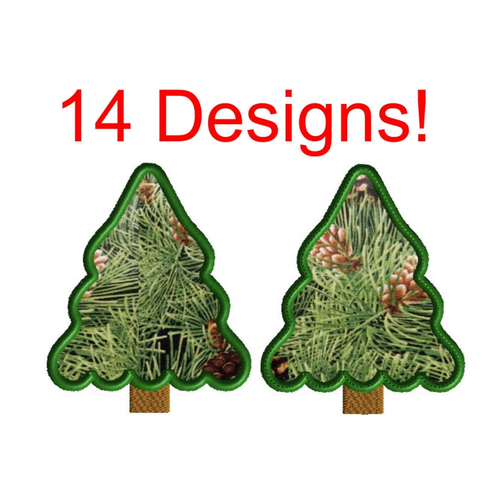 Pine Tree Applique Embroidery Design 2 Styles 7 Sizes Each - Etsy