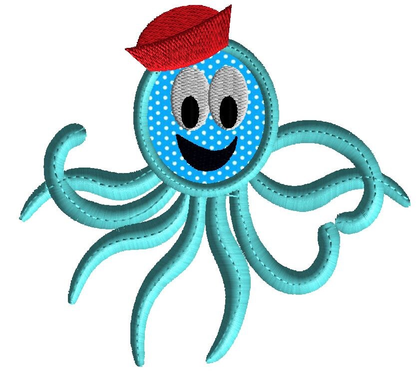 Octopus Applique Machine Embroidery Design 3 Sizes - Etsy
