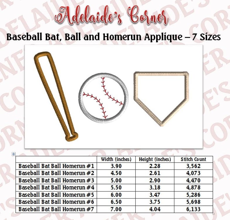 Baseball Baseball Bat Home Run Plate 7 Size Applique - Etsy