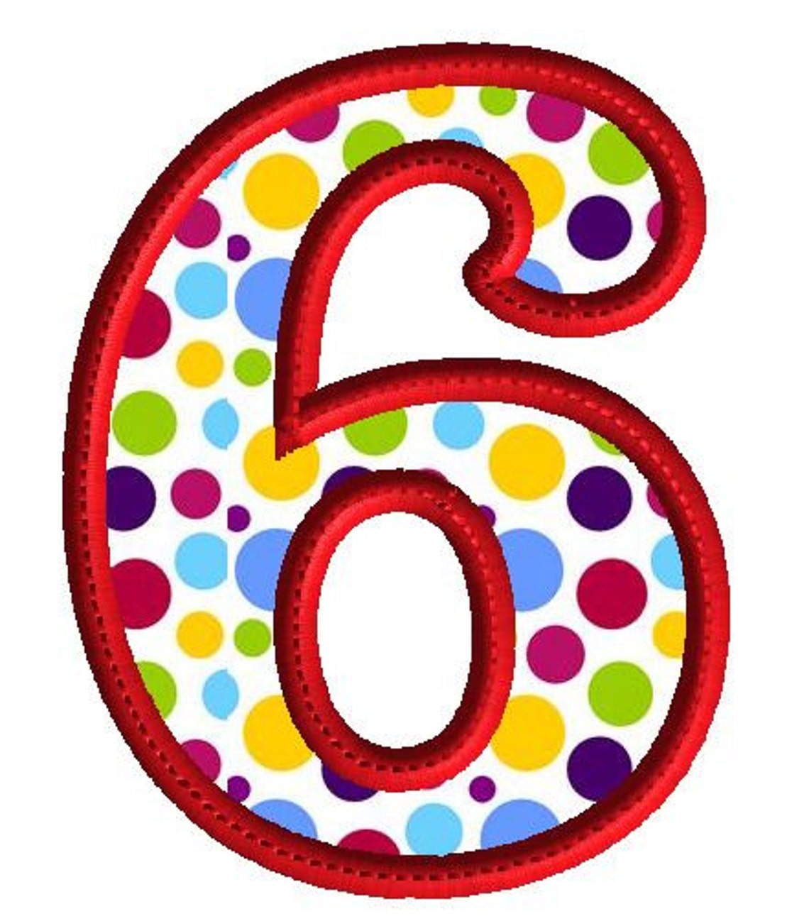 Embroidery Design Number 6 Applique Machine Embroidery - Etsy