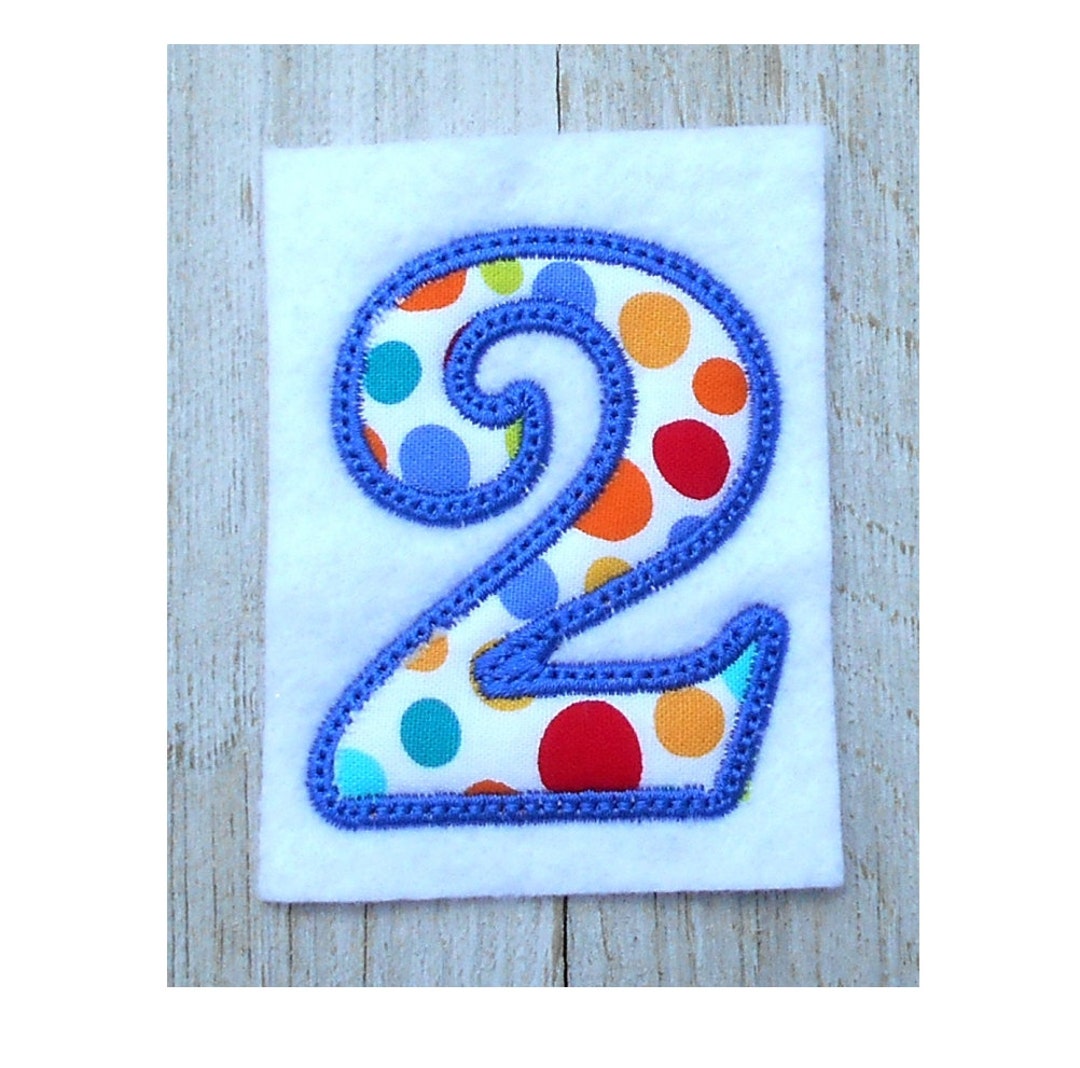 Number 2 (two) Machine Embroidery Design, 3 Size Applique, 2nd Birthday ...