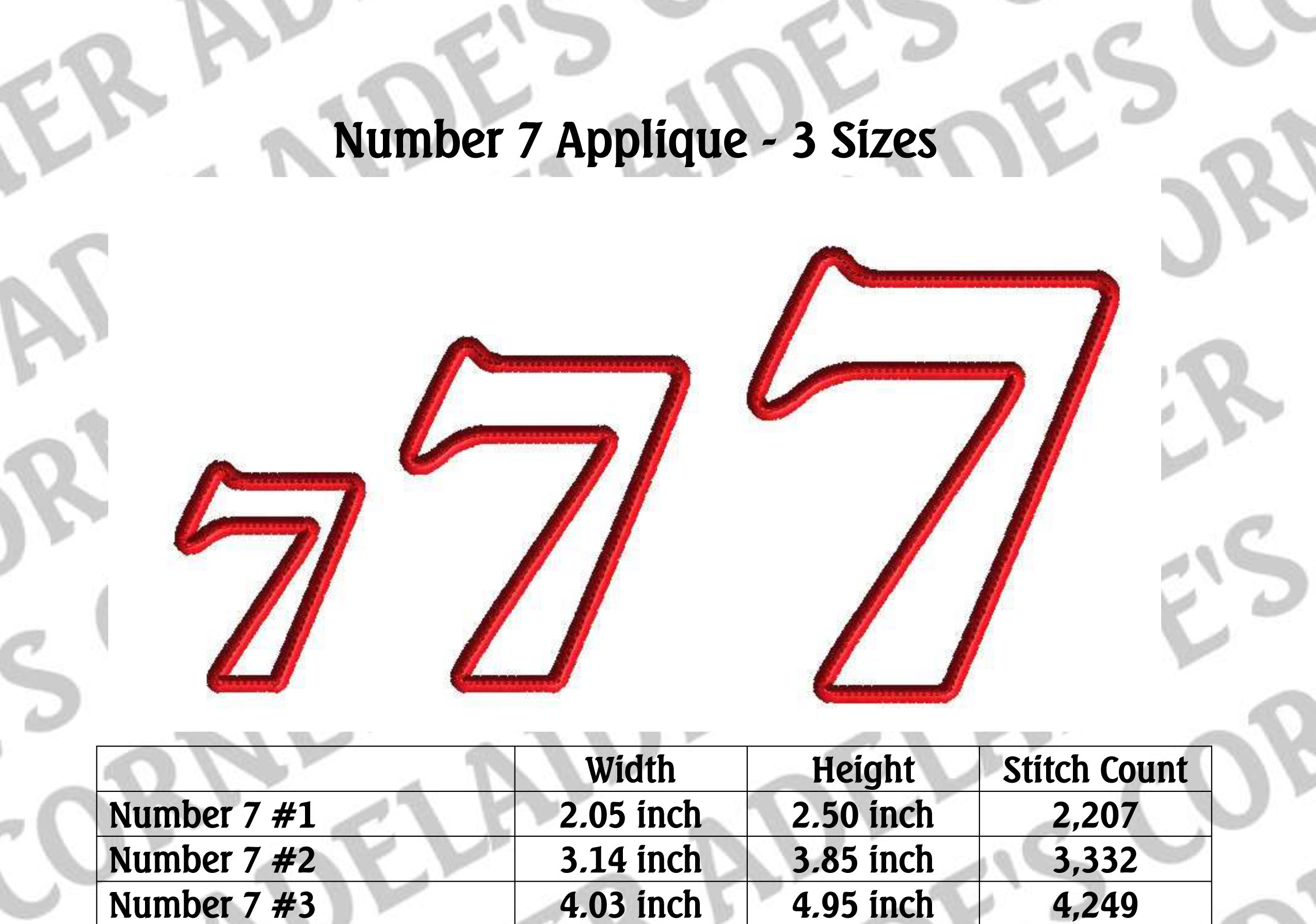 Number 7 Applique Machine Embroidery Design 7th Birthday 3 | Etsy