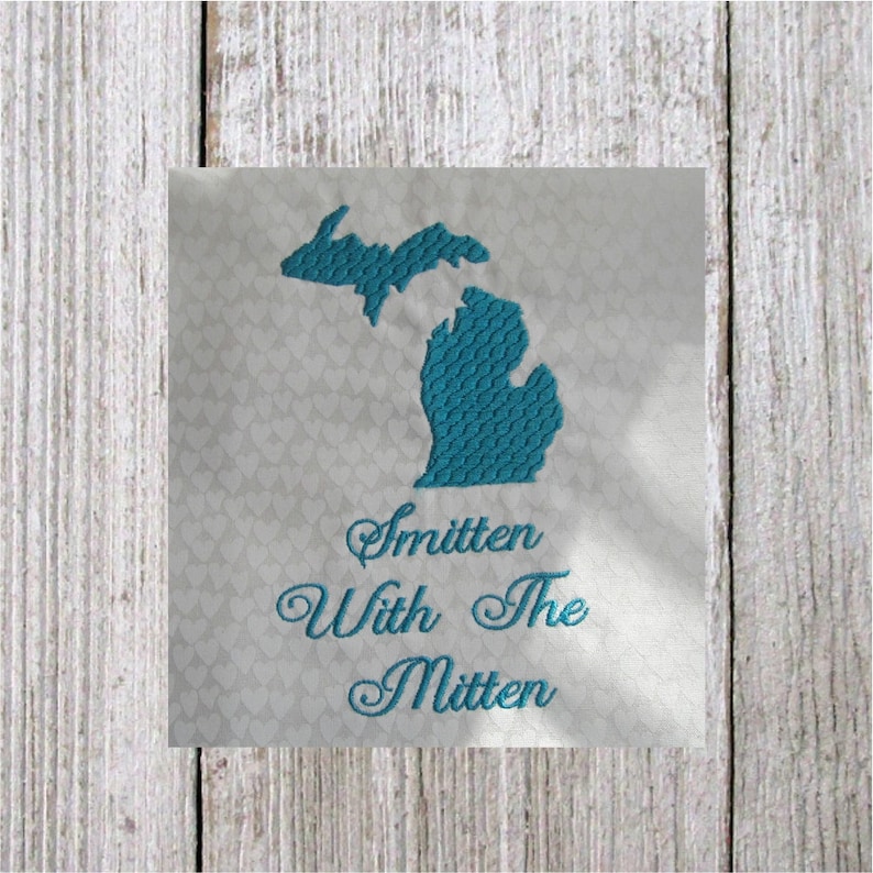 Michigan Embroidery Design, Smitten With the Mitten, Machine Embroidery ...