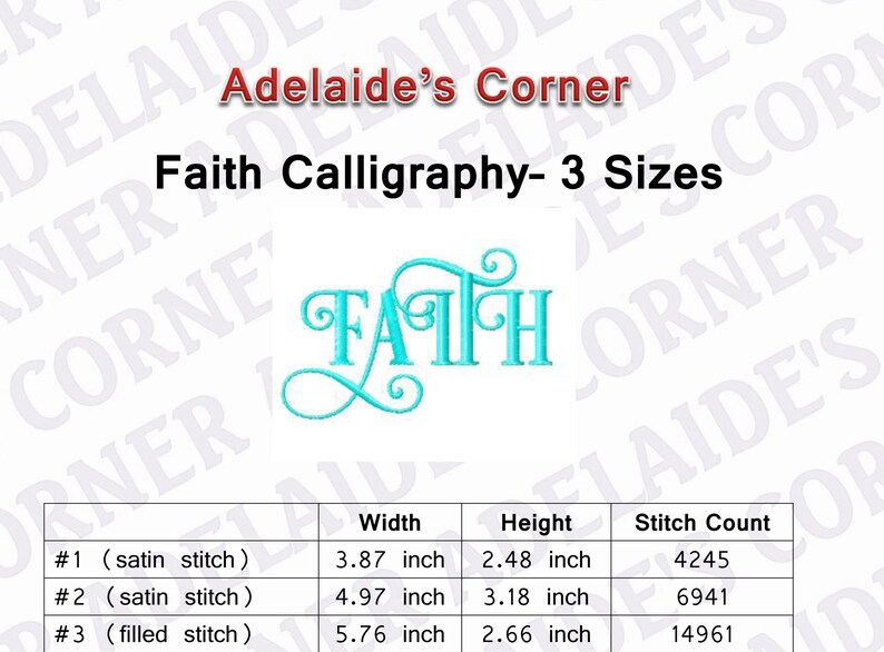 Faith Calligraphy Embroidery Design One Word Design 3 Sizes | Etsy