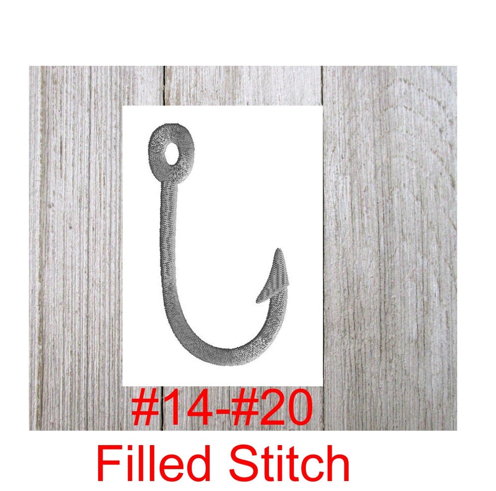 Fishing hook embroidery design 20 sizes | Etsy