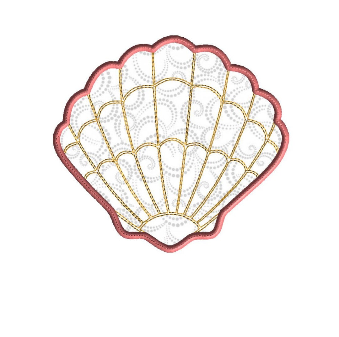 Seashell Embroidery Design, Applique, Machine Embroidery Design, 3 ...