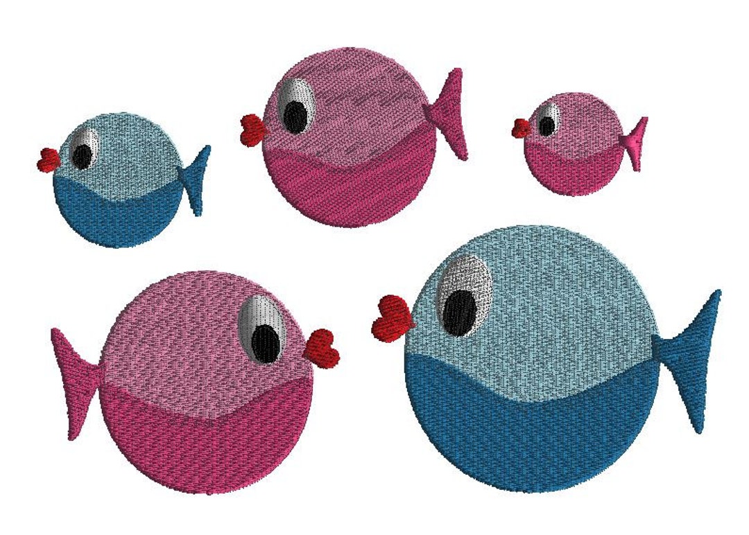 Embroidery Design, Mini Fish Design, Filled Stitch , Five Sizes, Summer ...