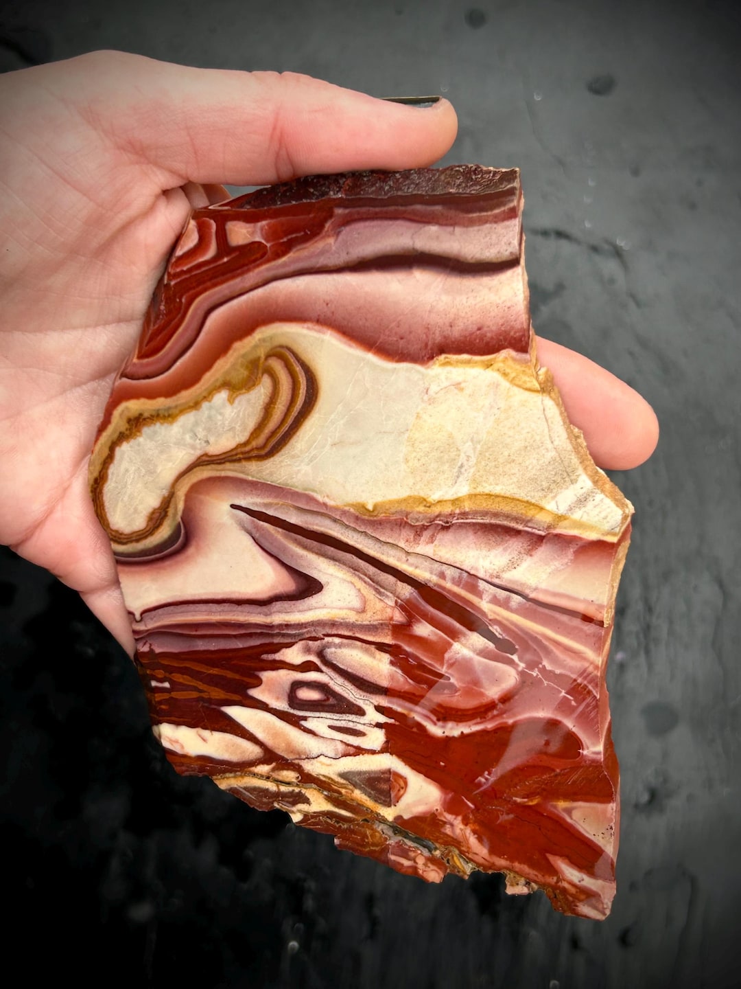 Banded Rhyolite Rough Slab Red & Golden Wonderstone Lapidary Supplies ...