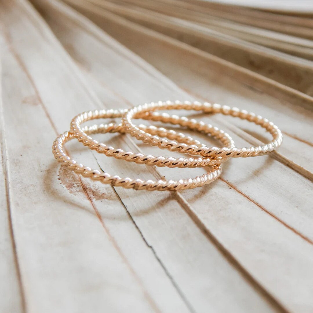 Twisted Stacking Rings Dainty Stacking Ring Simple Gold Ring Band 14 ...