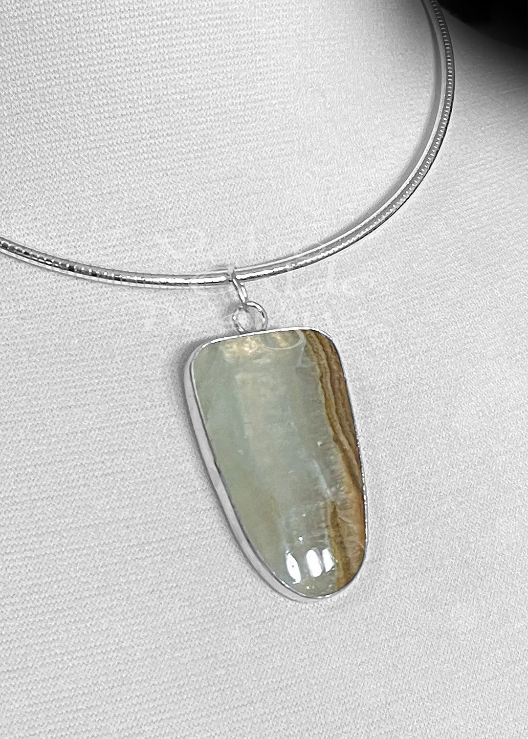Honey Calcite, Dichroic Glass, Sterling Silver, Hand-fabricated, One of ...