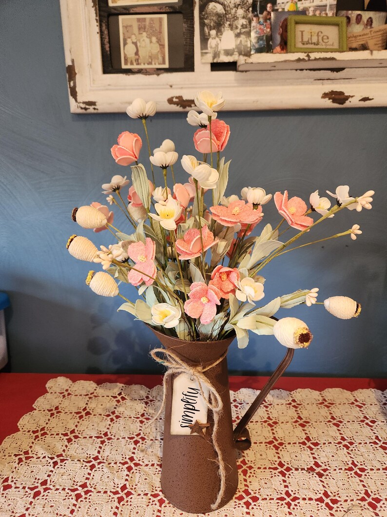 Spring Flowers in Rusty Tall Pitcher - Etsy