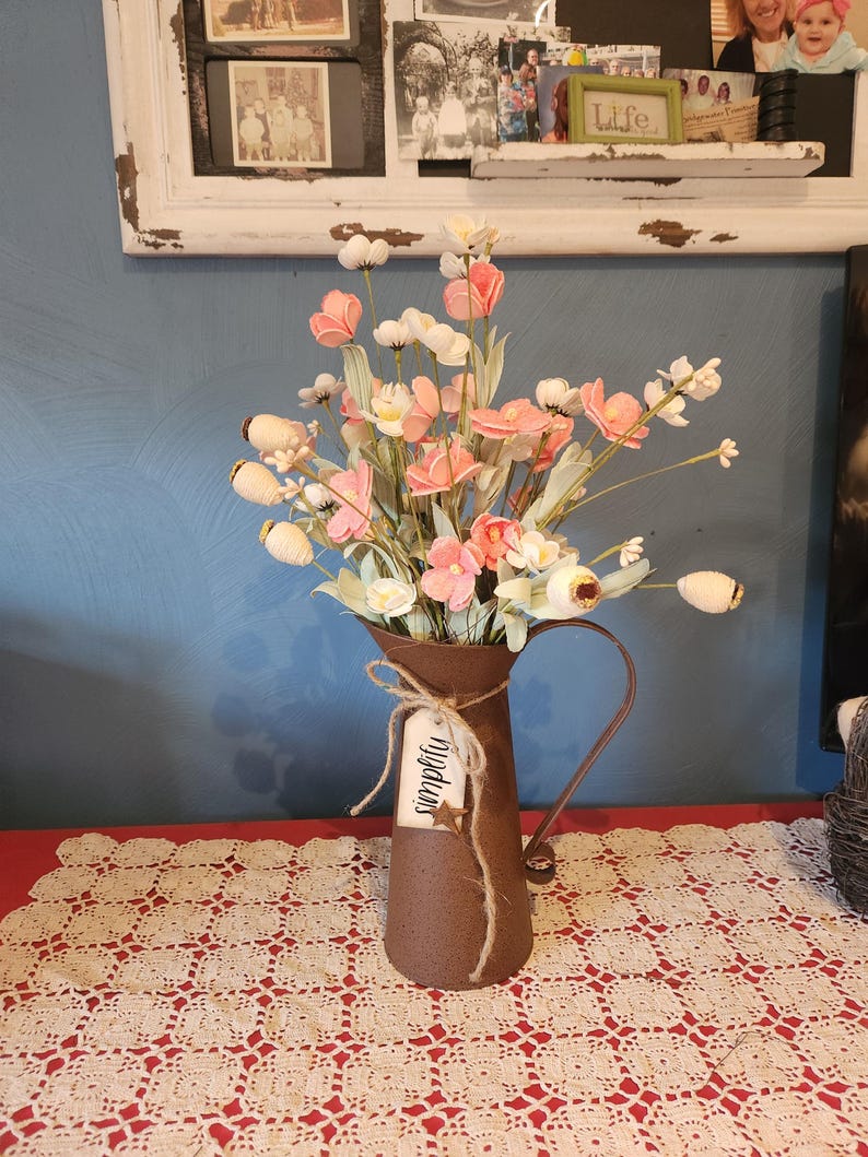 Spring Flowers in Rusty Tall Pitcher - Etsy