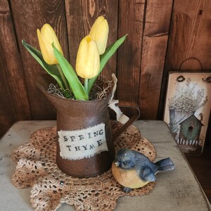 Yellow Tulips in a Small Rusty Pitcher - Etsy