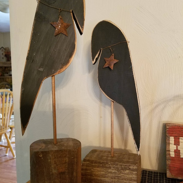 Wooden Crow - Etsy