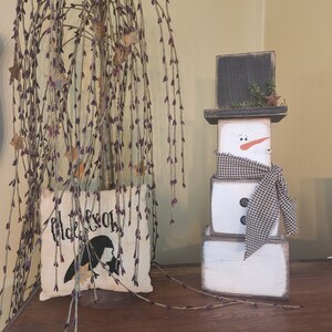 Wooden Block Snowman With Top Hat - Etsy