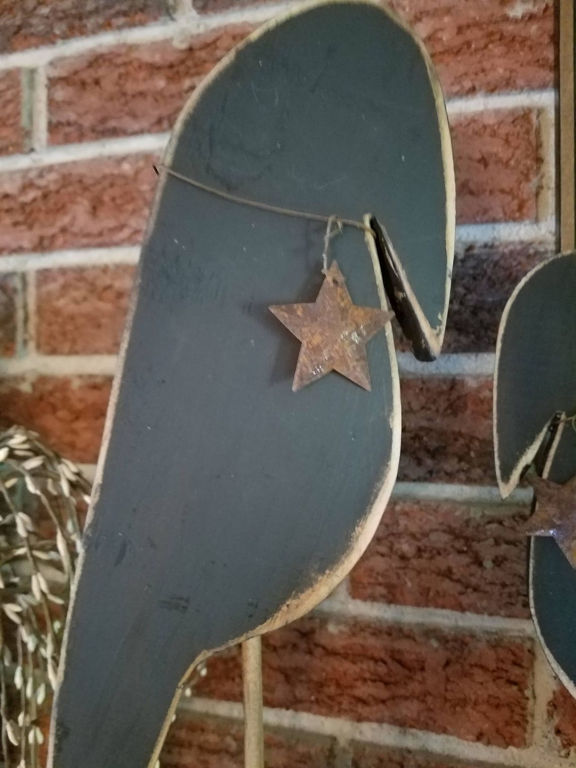 Wooden Crow on Dowel Rod and Base With Rusty Star - Etsy