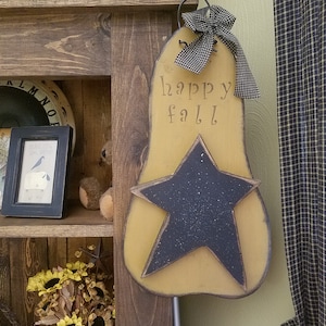 Hanging Wooden Pear With Star and Fall Stencil - Etsy