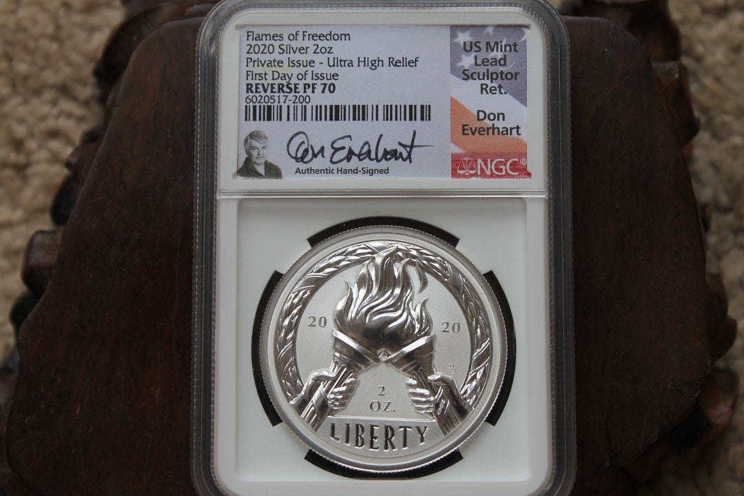Rare 2020 Private Issue Flames of Freedom Ultra High Relief 2oz Silver ...