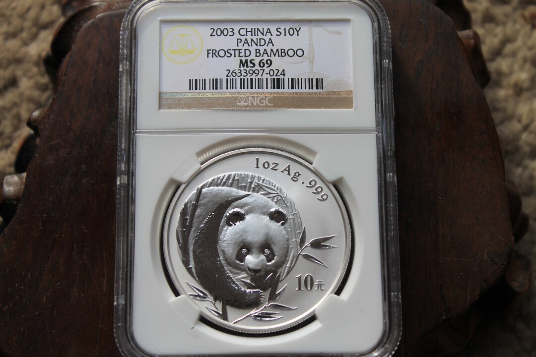 2003 China Panda Frosted Bamboo Silver Coin MS69 - Etsy