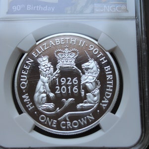 2016 Queen Elizabeth II 90th Birthday Silver Coin PF70 One of First 750 ...