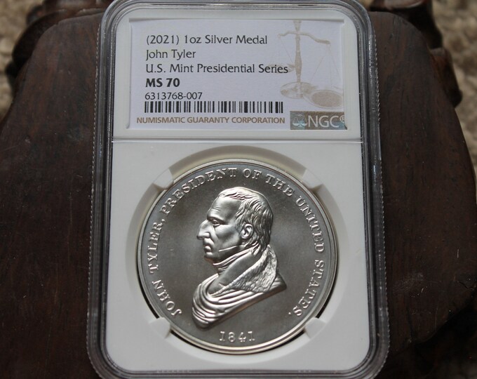 2021 U.S. Presidential Silver Medal Series John Tyler MS70 - Etsy