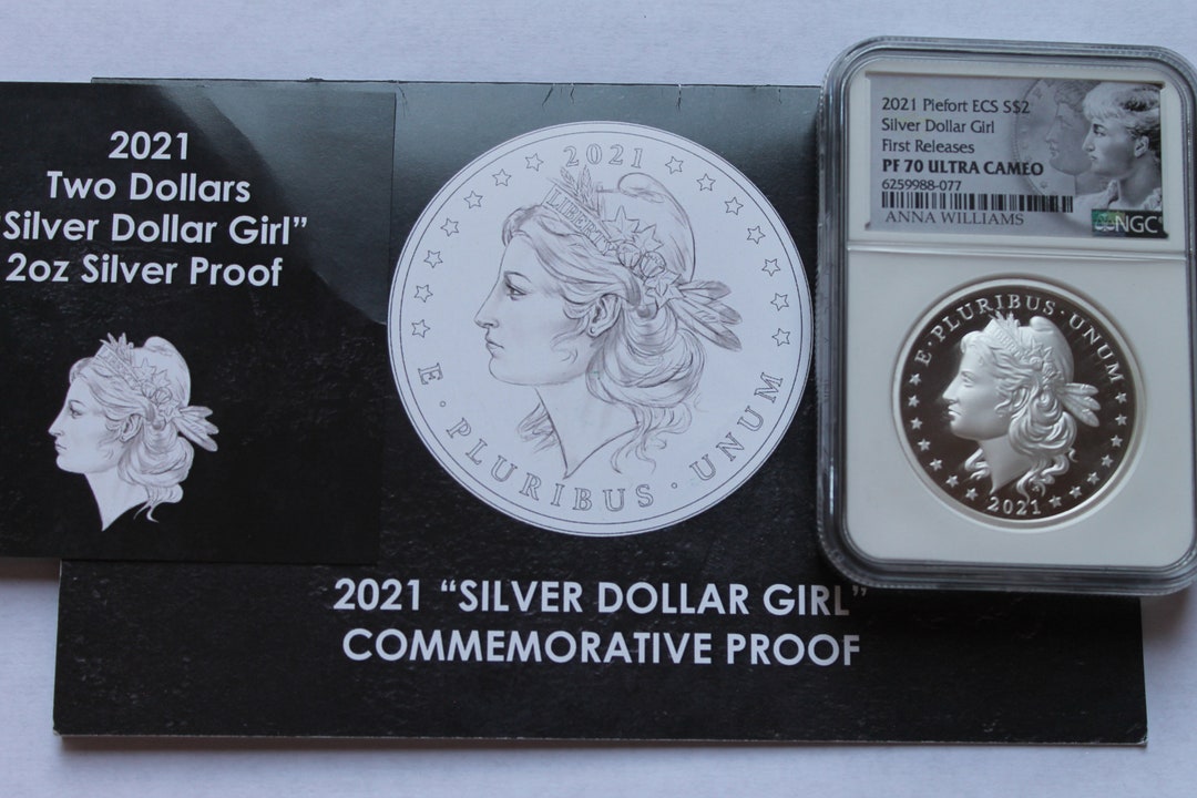 Rare 2021 Piefort Silver Dollar Girl 2oz Silver Coin PF70 First ...