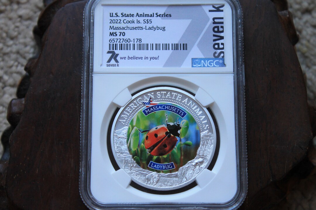 2022 Cook Island U.S. State Animal Series Massachusetts - Ladybug MS70 ...