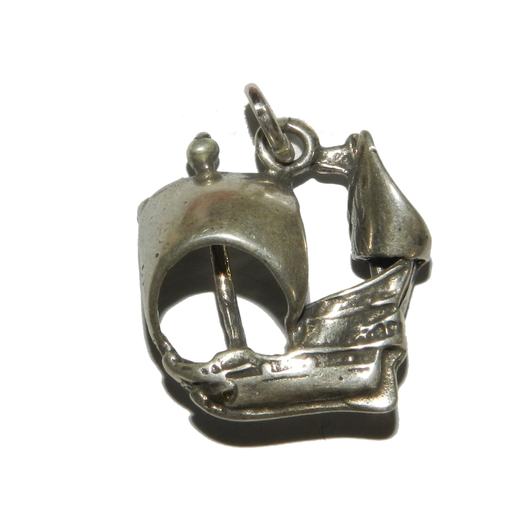 Sterling Silver Charm Boat Ship Pirate Ship Galleon .925 STERLING ...