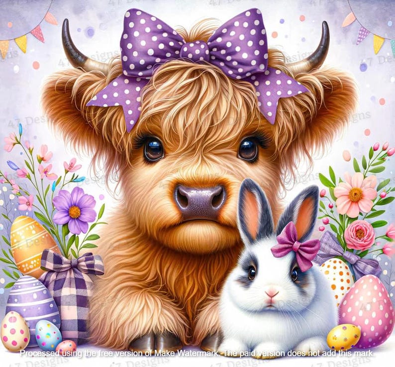 Easter Highland Cow Tumbler Wrap - Etsy