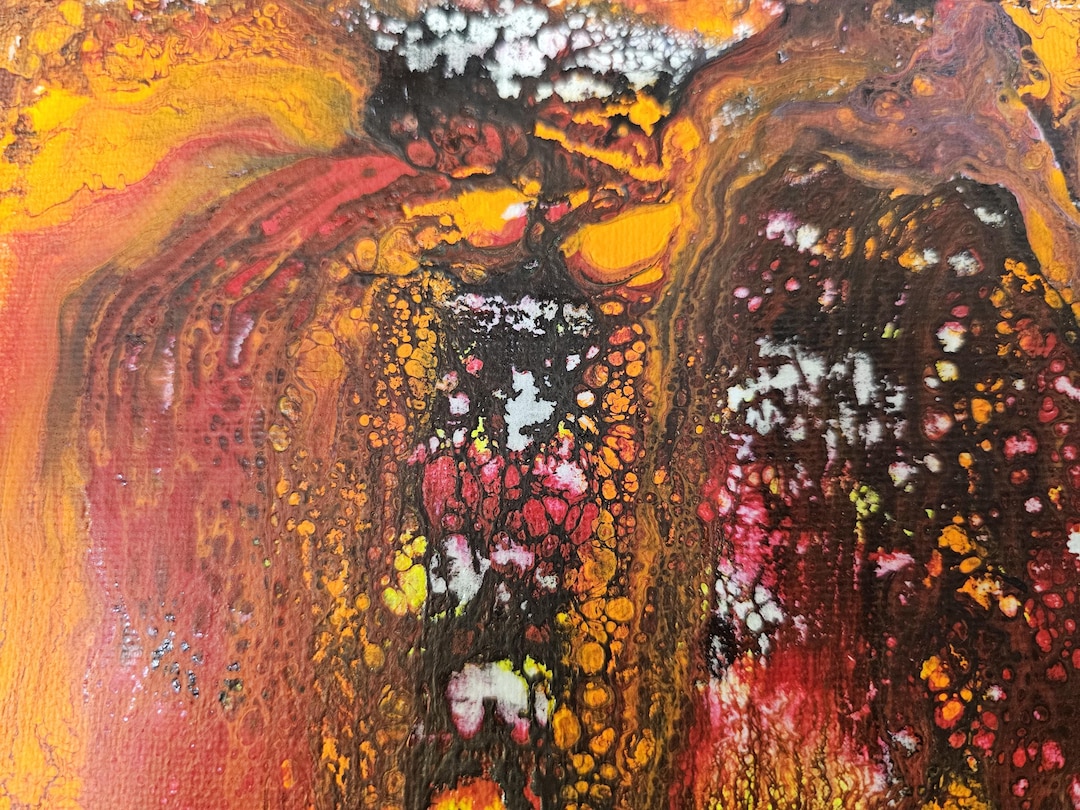Wall of Fire Waterfall in Hell! Original Acrylic Fluid Art by Artist ...