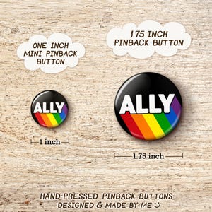 LGBTQ Ally Pin Button - Retro Rainbow Love Support Trans Gay Rights ...