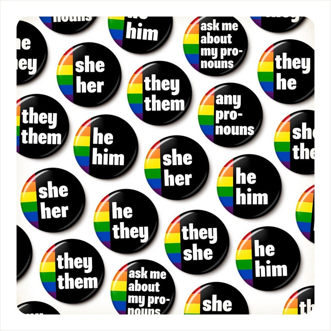 Bulk Pronoun Pins Retro Style Pride Flag Pronoun Buttons Multipack Mini 1 Inch 25mm Pinback ...