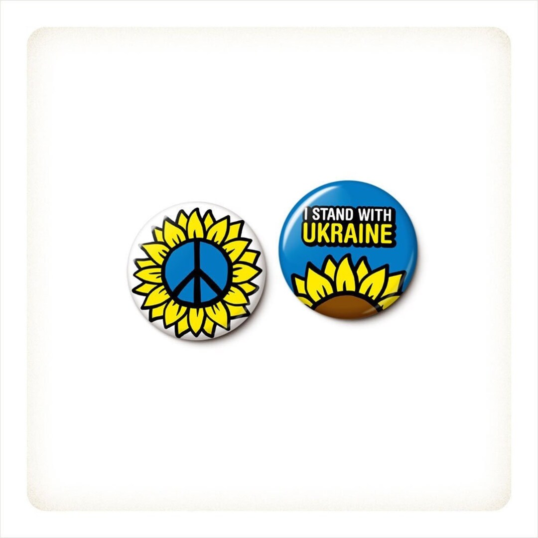 Ukrainian Sunflower Buttons Pin Set Stand With Ukraine Anti-putin Pins ...