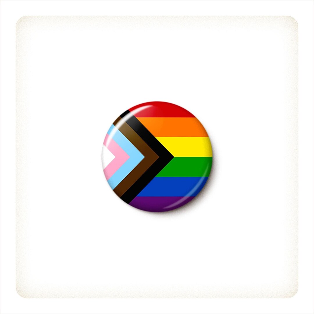 Progress Pride Flag Pin Button | Inclusive LGBTQ+ Pride Rainbow Flag ...