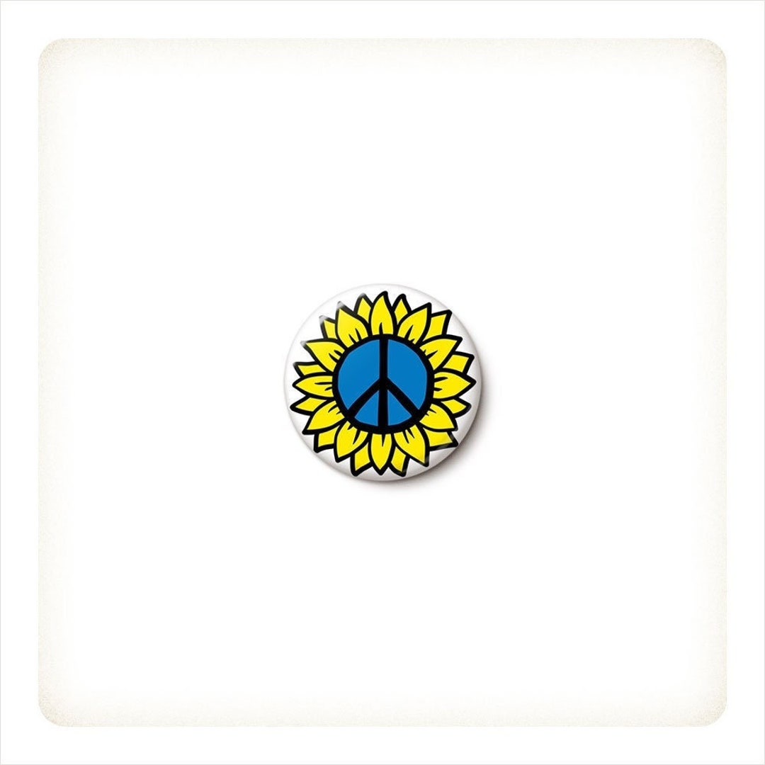 Ukraine Sunflower Peace Sign Pin Button Anti-putin War Pin - Etsy