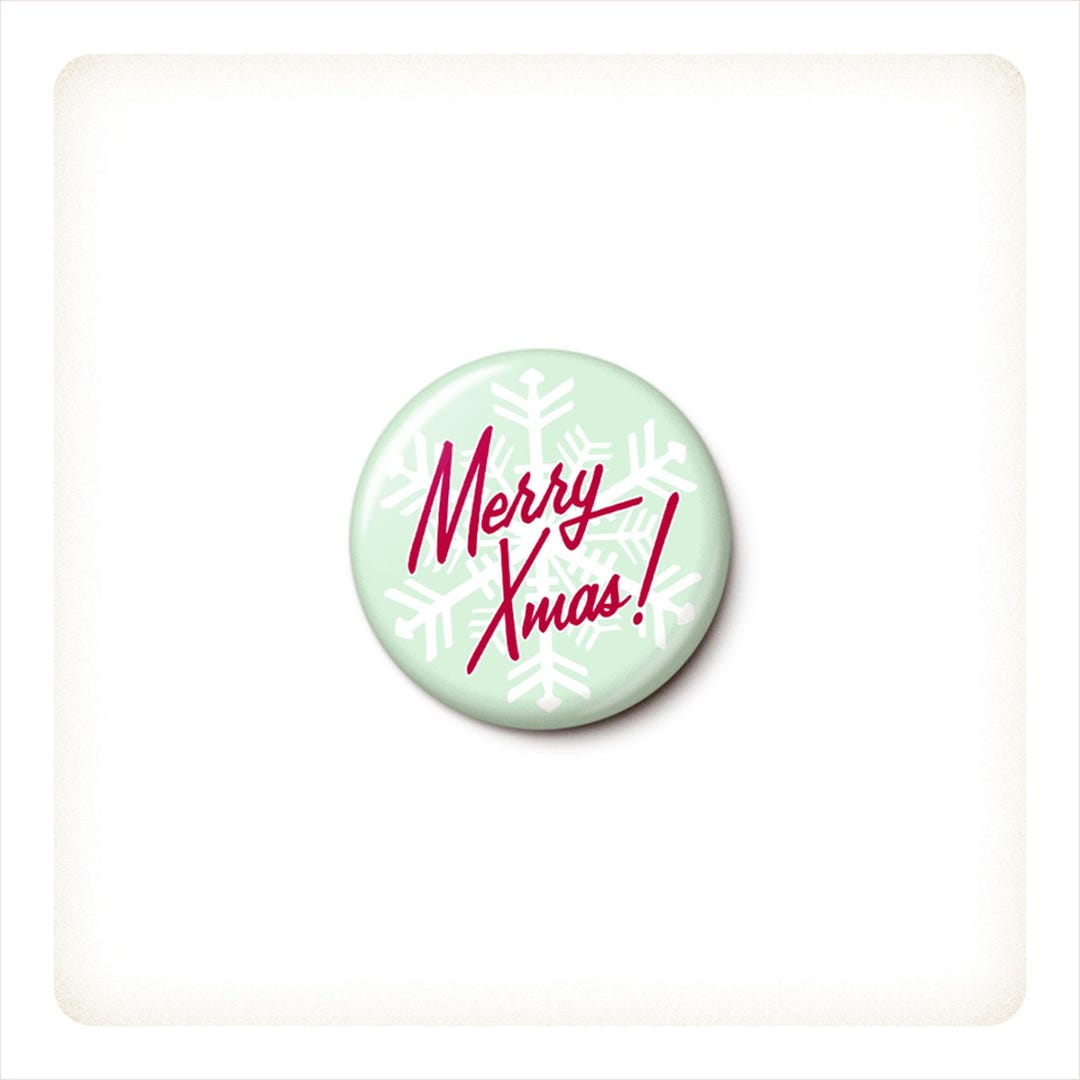 Merry Xmas Pin Button | MCM Style Retro Christmas Snowflake | 1 Inch or ...