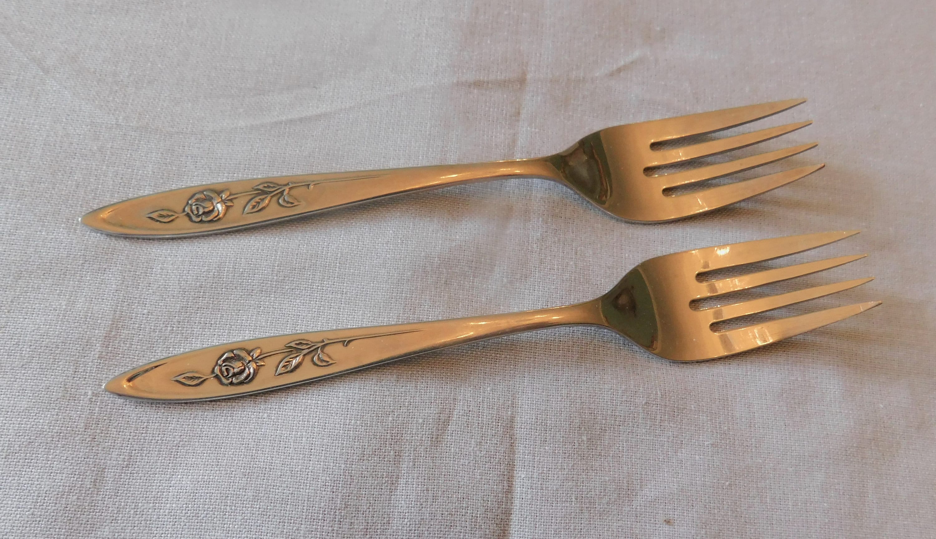 Oneida Stainless MY ROSE Pair Salad Forks 6 1/4" in Good Condition. - Etsy