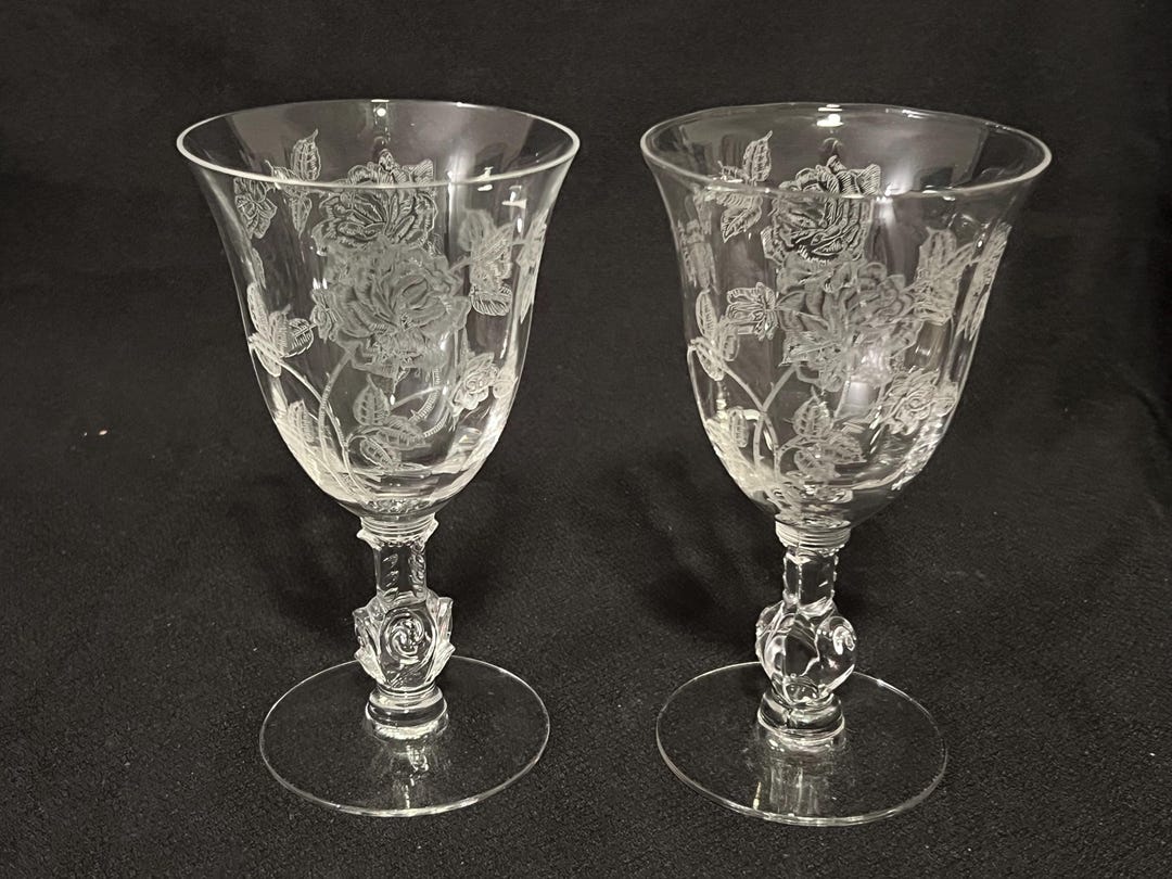 Heisey Crystal HEISEY ROSE Pair Goblets, 6 1/2" - Etsy