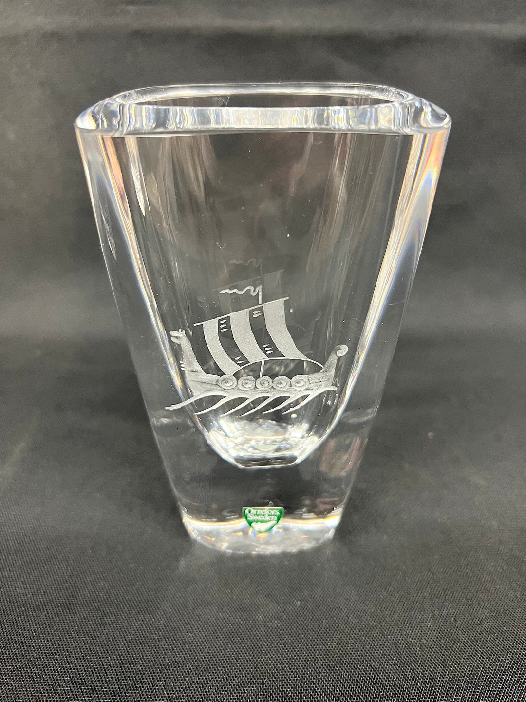 Orrefors Crystal Vase W/ Ship Design 5 1/2" X 3 5/8" - Etsy