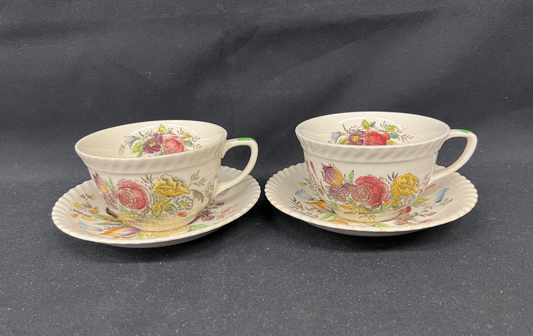 Johnson Brothers GARDEN BOUQUET Pair Cups/saucers 2 3/8 - Etsy