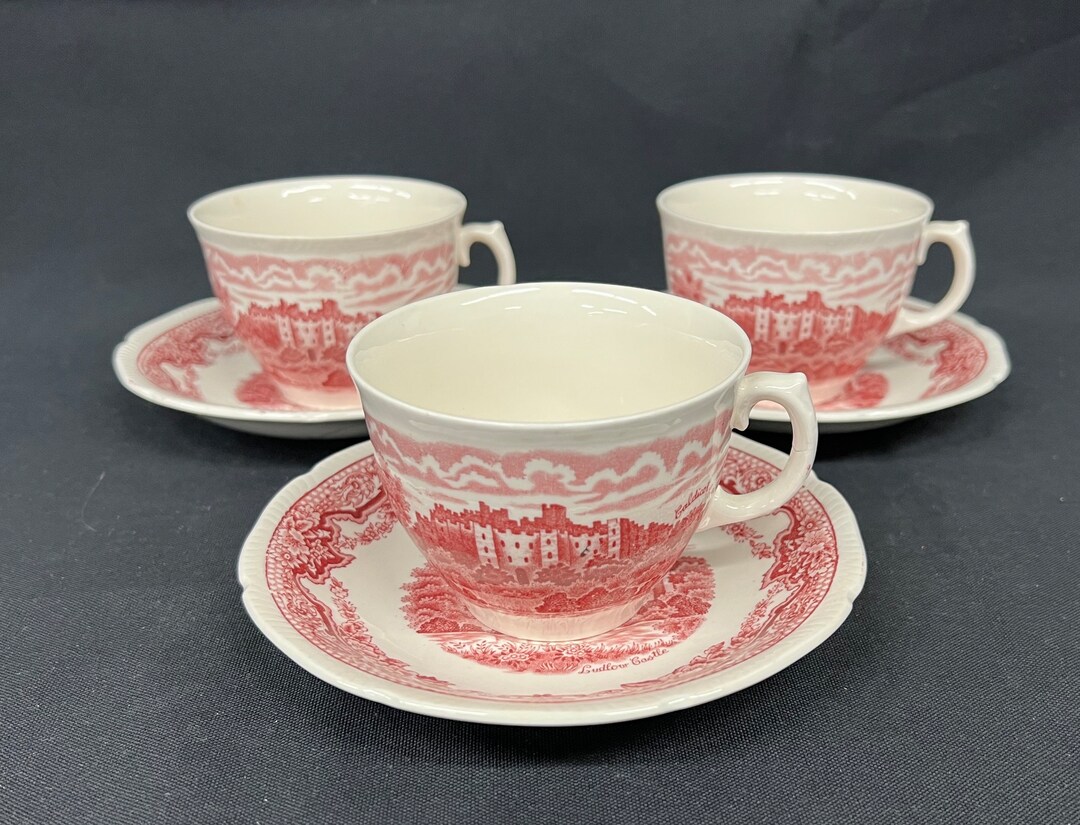 Royal Swan HISTORIC CASTLES PINK Set of 3 Cups & Saucers 2 1/2 - Etsy
