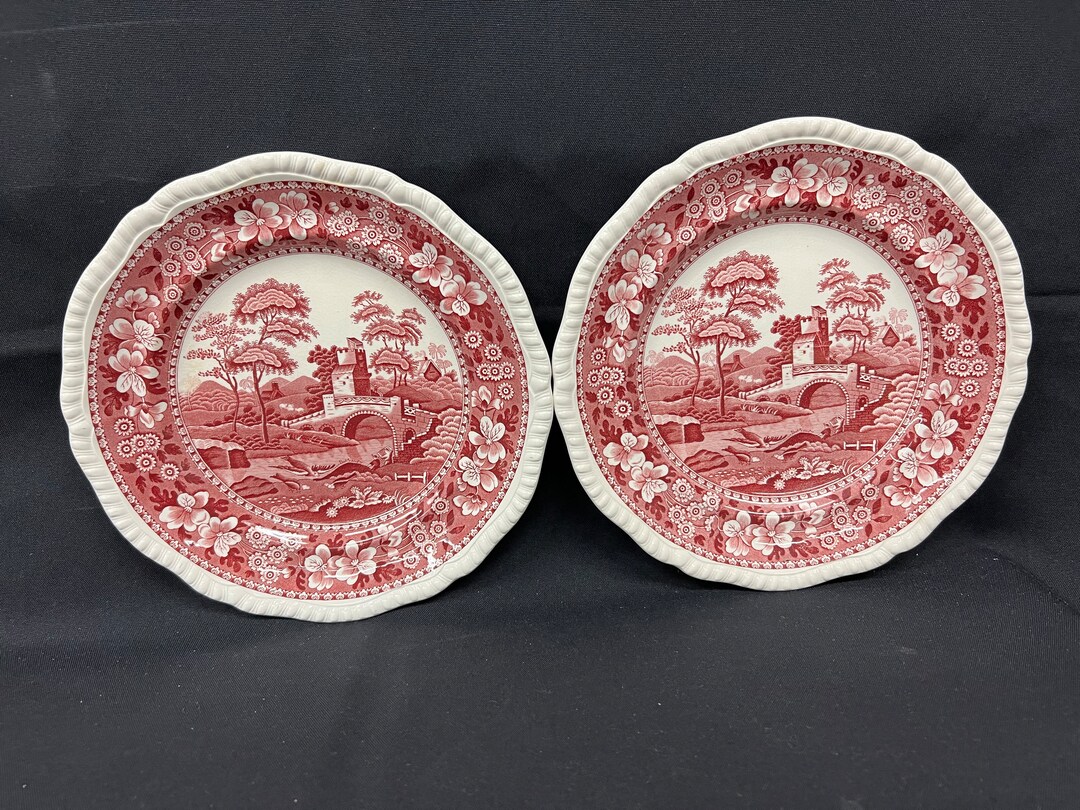 Spode China SPODE TOWER PINK Pair Lunch Plates 9 3/8" - Etsy